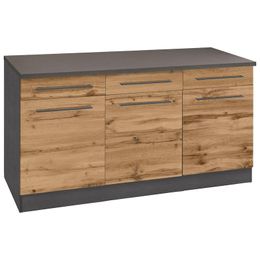 KOCHSTATION Unterschrank &raquo;KS-Tulsa&laquo; 150 cm breit, 3 Schubk&auml;sten, 3 T&uuml;ren, auch als Sideboard verwendbar braun