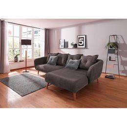 Home Affaire Ecksofa &raquo;Baggio formsch&ouml;ne Polsterecke, bequem, Breite 277cm, L-Form&laquo; Zierkissen inklusive grau