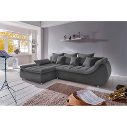 Home Affaire Ecksofa &raquo;Imola, bequem, aktuelle Steppung im Sitz, L-Form, Breite 270cm&laquo; wahlweise mit Bettfunktion grau Microfaser PRIMABELLE (100% 