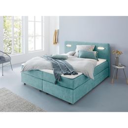 Home Affaire Boxbett &raquo;Luan&laquo; Schubk&auml;sten, LED-Beleuchtung und Topper, in Breite 120 cm und 180 cm blau Polyester