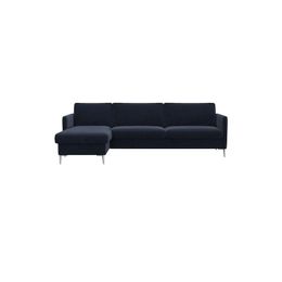 FLEXLUX Ecksofa &raquo;Fiore, L-Form, bequem und komfortabel durch hochwertigem Sitzaufbau&laquo; schmale Armlehnen, Kaltschaum, F&uuml;&szlig;e Alu blau 100% Polyester