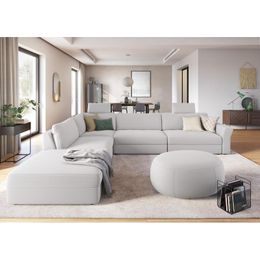 Sit & More sit&more Ecksofa &raquo;Cadabra L-Form&laquo; Breite 356 cm, mit Sitztiefenverstellung silber Samtoptik (100% Polyester);Soft clean (98% Polyester, 2% Polyamid);