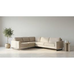 Home Affaire Ecksofa &raquo;Pinto, XXL, 250/290 cm, langer Schenkel, Ottomane&laquo; Cord, Chenille, Lederoptik, mit Keder, Metallf&uuml;&szlig;e, Wellenunterfederung 100% 