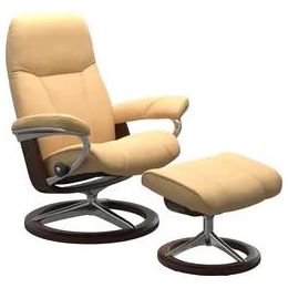 Relaxsessel stressless "Consul", gelb, B:78cm H:97cm T:70cm, Leder BATICK: BATICK ist ein leicht korrigiertes, durchgef&auml;rbtes und genarbtes M&ouml;belleder, bei dem die meisten Unebenheiten und Spuren in der Regel entfernt wurden.;Leder PALOMA: PALOMA ist ein durchgef&auml;rbtes Semianilin-M&ouml;belleder mit nat&uuml;rlicher Narbung.;ROHLEDER Stoff Q2 FARON: Ein fester zuverl&auml;ssiger Boucl&eacute; mit einem strukturierten A