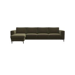FLEXLUX Ecksofa &raquo;Fiore, L-Form&laquo; breite Armlehnen, Kaltschaum, F&uuml;&szlig;e Alu+schwarz gr&uuml;n 100% Polyester