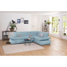 Home Affaire Ecksofa &raquo;Avesa L-Form&laquo; Wahlweise mit Arm- und Bettfunktion, B/T/H: 275/211/80 cm blau 100% Polyester