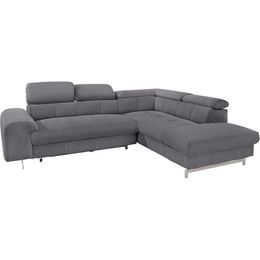COTTA Ecksofa &raquo;Chef L-Form&laquo; mit Kopfteilverstellung, wahlweise mit Bettfunktion & Bettkasten grau Chenille (90% Polyester, 10% Polyamid);Struktur (100