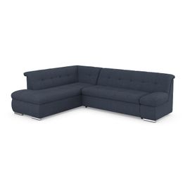 DOMO collection Ecksofa &raquo;Mona L-Form bequem und komfortabel, Breite 271cm, L-Form&laquo; wahlweise mit Bett- und Armlehnfunktion blau Struktur fein 100% 