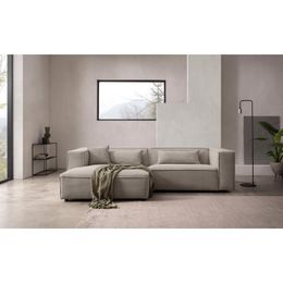 LeGer Home by Lena Gercke Ecksofa &raquo;PIARA mit Kedernaht, Cord, Leinenoptik o. Strukturstoff, Couch, L-Form&laquo; wahlweise Ottomane rechts/links, schwarze 