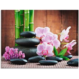 Artland Glasbild &raquo;Spa Konzept Zen Steinen Orchideen&laquo; Zen 1 Stk. tlg. in verschiedenen Gr&ouml;&szlig;en pink