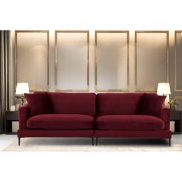 Home Affaire Big-Sofa &raquo;Cozy elegantes Designsofa, Ma&szlig;e B/T/H: 252/97/80 cm&laquo; mit losen Kissen und Metallbeinen rot Samtoptik (100% Polyester);Struktur 