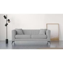 Home Affaire 3-Sitzer &raquo;MATTHEW elegantes Designsofa, Ma&szlig;e B/T/H: 201/86/74 cm&laquo; feine Steppung im R&uuml;ckenbereich, lose Sitzkissen, incl. Zierkissen grau