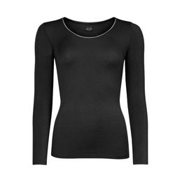 Nur Die Longsleeve Micromodal mit Glitzer-Ausschnitt ' Nur Die x KILIAN KERNER ' Damen Gr&ouml;&szlig;e L/XL schwarz