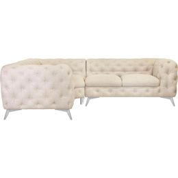 Home Affaire Chesterfield-Sofa &raquo;Ecksofa GLYNIS L-Form mit Wellenunterfederung, Ma&szlig;e B/T/H 264/204/75cm&laquo; aufw&auml;ndige Knopfheftung, moderne Chesterfield 