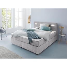 Home Affaire Boxbett &raquo;Luan&laquo; Schubk&auml;sten, LED-Beleuchtung und Topper, in Breite 120 cm und 180 cm grau Polyester