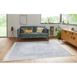 Hanse Home Teppich &raquo;Orient Vintage Medaillon&laquo; rechteckig 5 mm H&ouml;he Orientalisch mit Fransen, Orient, Wohnzimmer, Schlafzimmer, Esszimmer blau Viskose