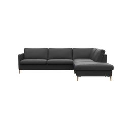 FLEXLUX Ecksofa &raquo;Fiore, super Sitzkomfort durch Kaltschaum im Sitz, L-Form&laquo; schmale Armlehnen, F&uuml;&szlig;e Alu+ Eiche schwarz 100% Echteder