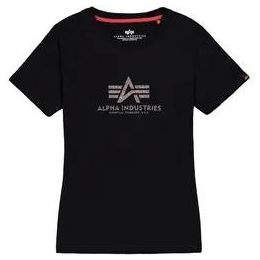 T-Shirt Alpha Industries "New Basic T-Shirt BL Glitter W", Damen, Gr. S, schwarz, Obermaterial: 100% Baumwolle, Shirts T-Shirt