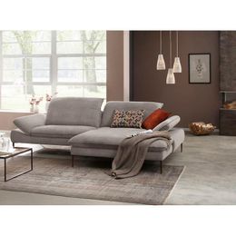 W.Schillig &raquo;enjoy&MORE, Designsofa, elegant und bequem, L-Form&laquo; Sitztiefenverstellung, F&uuml;&szlig;e bronze pulverbeschichtet, Breite 294 cm grau Chenille-