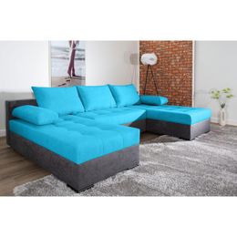 Collection AB Wohnlandschaft &raquo;Josy U-Form, B: 269 cm&laquo; mit Bettfunktion & Bettkasten, Federkern blau 100%Polyester
