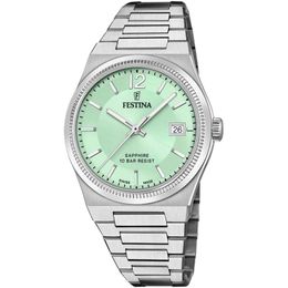 Festina Damen Quarzuhr &raquo;Riv&eacute; Collection&laquo; Armbanduhr, Damenuhr, Swiss Made, Saphirglas, bis 10 bar wasserdicht silber