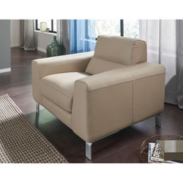 Calia italia Sessel &raquo;Simon Loungesessel, Designsessel, sehr bequem&laquo; in zwei Lederqualit&auml;ten beige Leder SORRENTO, pigmentiertes Glattleder;Leder BULL,