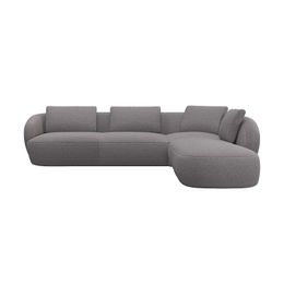 FLEXLUX Ecksofa &raquo;Torino, rund, L-Form, Sofa-Ecke mit Ottomane&laquo; Modernes, organisches Sofa-Design, Kaltschaum, Wellenunterfederung braun