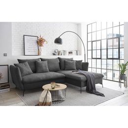 OTTO home Ecksofa &raquo;LIVORNO,258 cm, L-Form,&laquo; Schlaffunktion u. Bettkasten (139/224cm), Samt, Struktur, Webstoff schwarz 100% Polyester;PU-Schaum und 