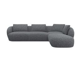 FLEXLUX Ecksofa &raquo;Torino, rund, L-Form, Sofa-Ecke mit Ottomane&laquo; Modernes, organisches Sofa-Design, Kaltschaum, Wellenunterfederung grau