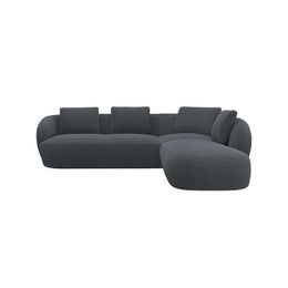 FLEXLUX Ecksofa &raquo;Torino, rund, L-Form, Sofa-Ecke mit Ottomane&laquo; Modernes, organisches Sofa-Design, Kaltschaum, Wellenunterfederung grau 100% Polyester