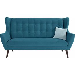 Home Affaire 3-Sitzer &raquo;Hemmink&laquo; mit Knopfheftung blau Samtvelours (100% Polyester);Luxus-Microfaser (100% Polyester);Struktur (94% Polyester, 6% 