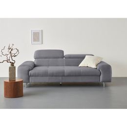 COTTA 3-Sitzer &raquo;Chef&laquo; Big-Sofa mit Kopfteilverstellung, edle Metallkufen grau Luxus-Microfaser (100% Polyester);Softlux -Kunstleder;Leder Pampas (