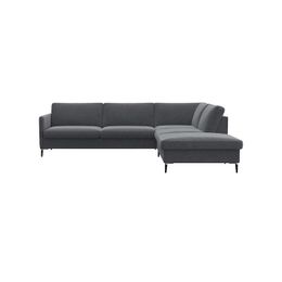 FLEXLUX Ecksofa &raquo;Fiore, super Sitzkomfort durch Kaltschaum im Sitz, L-Form&laquo; schmale Armlehnen, F&uuml;&szlig;e Alu+schwarz grau 100% Polyester