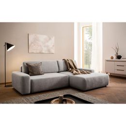 Home Affaire Ecksofa &raquo;TORGE (264cm), Schlafsofa in Cord, Samtvelours o Struktur fein, L-Form&laquo; Schlaffunktion, Bettkasten, Liegefl&auml;che: 125/210 cm grau