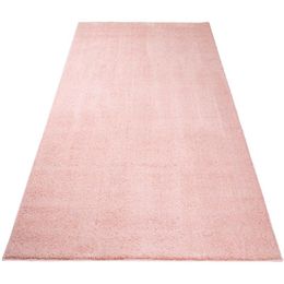 Carpet City Teppich &raquo;Softshine 2236&laquo; rechteckig 14 mm H&ouml;he L&auml;ufer, Hochflor, besonders weich, robust, Uni, Wohnzimmer pink Kunstfaser