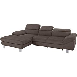 COTTA Ecksofa &raquo;Driver L-Form&laquo; mit Kopfteilverstellung, wahlweise mit Bettfunktion & Bettkasten braun Struktur (100% Polyester);Chenille (90% Polyester
