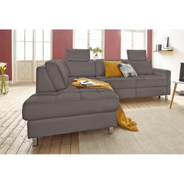 Sit & More sit&more Ecksofa &raquo;Pablo L-Form&laquo; wahlweise mit Bettfunktion und Bettkasten grau Luxus-Microfaser ALTARA NUBUCK (100% Polyester) / Struktur fein (100% 