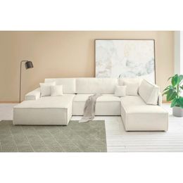 OTTO home Wohnlandschaft &raquo;FINNLEY U-Form XXL 329 cm - OTTO. Verl&auml;ssliche Qualit&auml;t.&laquo; Schlafsofa, Bettkasten, in Boucl&eacute;, Struktur fein und Mega Cord 
