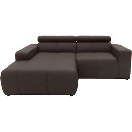 DOMO collection Ecksofa &raquo;Brandon, inkl. Kopfteilverstellung, B/T/H: 214/100/80 cm, L-Form&laquo; Mit Kopfteilverstellung, auch in Leder und Cord, L-Form 