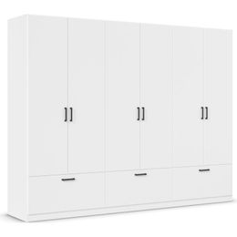 Rauch Dreht&uuml;renschrank &raquo;Kleiderschrank Schrank Garderobe W&auml;scheschrank BARI&laquo; mit Schubk&auml;sten und modernem Griff in Graumetallic MADE IN GERMANY wei&szlig; 