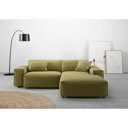 Home Affaire Ecksofa &raquo;Glimminge L-Form auch in Breitcord, Feincord + Easy care-Bezug,&laquo; Breite 234, Zierkissen gr&uuml;n 100% Polyester