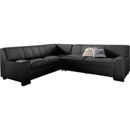 DOMO collection Ecksofa &raquo;Norma, moderne Armlehnen, zeitlos und elegant, Breite 247cm, L-Form&laquo; wahlweise mit Bettfunktion schwarz Microfaser PRIMABELLE