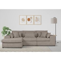 OTTO home Ecksofa &raquo;Florid L-Form&laquo; 3 Teile, bestehend aus Modulen, viele Bezugsqualit&auml;ten, auch in Cord grau Baumwollmix (60% Baumwolle/40% Leinen);