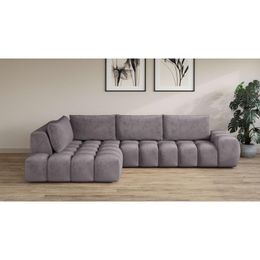 OTTO home Ecksofa &raquo;AZITA L-Form, XL 296 cm - Designsofa in Bubble-Optik&laquo; lose R&uuml;ckenkissen, traumhafte Steppung grau 100% Polyester