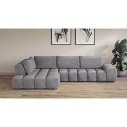 OTTO home Ecksofa &raquo;AZITA L-Form, XXL 352 cm Designsofa in Bubble-Opitk&laquo; lose R&uuml;ckenkissen, traumhafte Steppung grau 100% Polyester