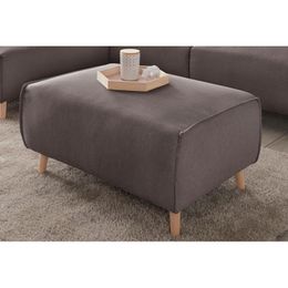 Home Affaire Hocker &raquo;Janek&laquo; mit Keder in scandinavischem Design grau Struktur fein ( 100% Polyester);Struktur weich (92% Polyester, 8% Nylon);Struktur