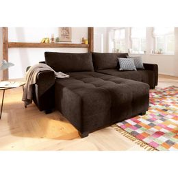 Home Affaire Ecksofa &raquo;Bella L-Form, B: 254 cm - OTTO. Verl&auml;ssliche Qualit&auml;t.&laquo; mit 2 Zierkissen, optional Bettfunktion & Bettkasten, Federkern braun 
