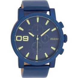Oozoo Herren Oozoo Quarzuhr Armbanduhr, Herrenuhr, Lederarmband, Chrono-Look blau