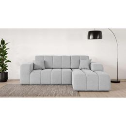 OTTO home Ecksofa &raquo;CASSY L-Form, Schlafsofa mit Bettkasten, Ma&szlig;e B/T/H: 245/165/88 cm&laquo; mit 2 R&uuml;ckenkissen, Recamiere rechts oder links bestellbar grau