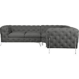 Home Affaire Chesterfield-Sofa &raquo;Amaury L-Form&laquo; moderne Chersterfield-Optik, Breite 262 cm, Fu&szlig;farbe w&auml;hlbar grau Struktur (100% Polyester);Samtoptik (